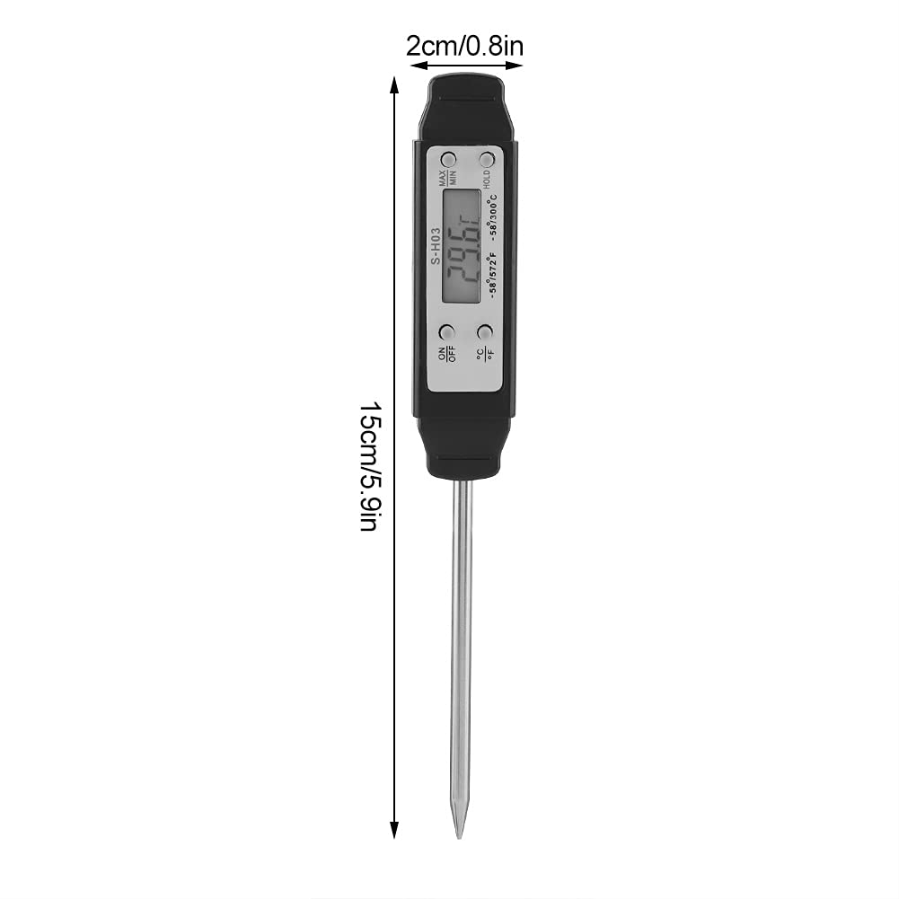 Horticulture BBQ Supplies, Digital Food Thermometer Kitchen Cooking BBQ Meat Probe 1Pc Instant Reading (Black)