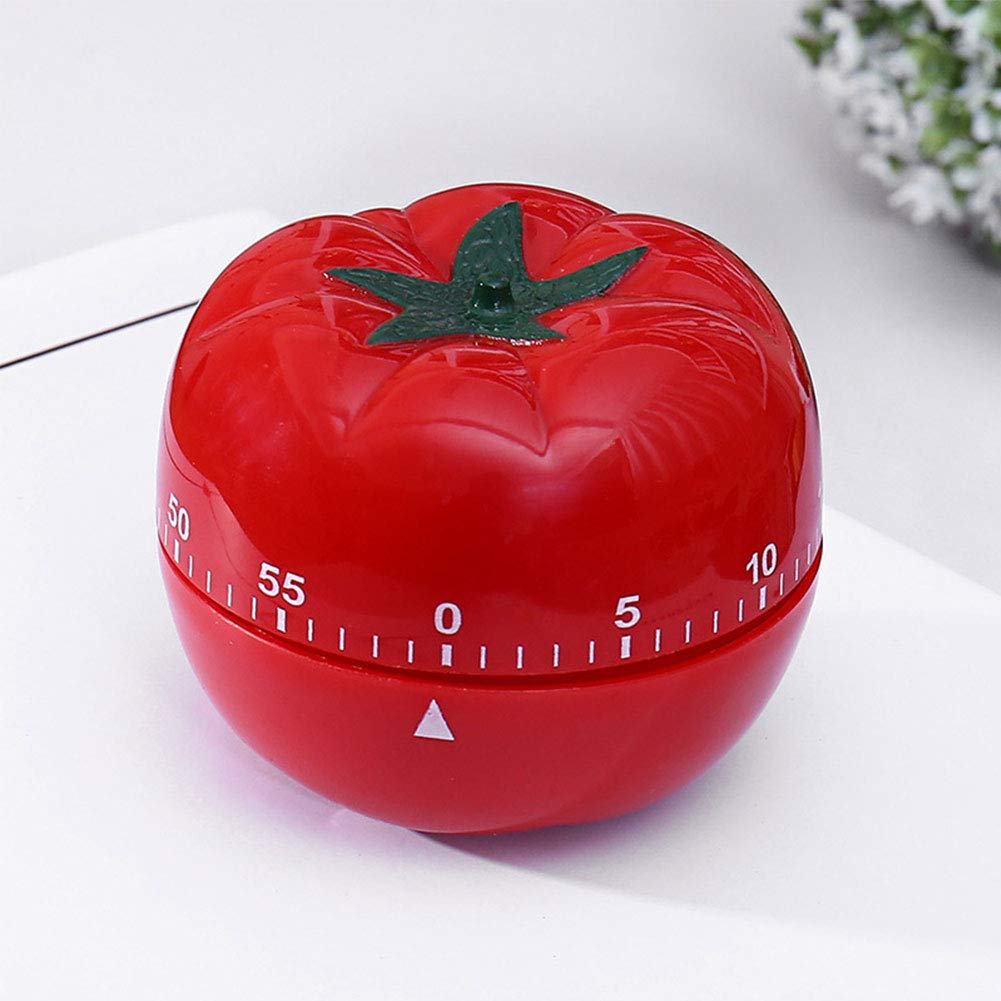 HaHawaii Countdown Timer, Cute Kitchen 1-55 Minutes Cooking Tool Tomato Shape Mechanical Countdown Timer - Red