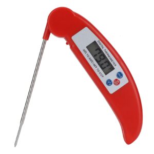 digital meat thermometer, portable folding food thermometer, lcd digital instant read food thermometer for kitchen, cooking, bbq (red)