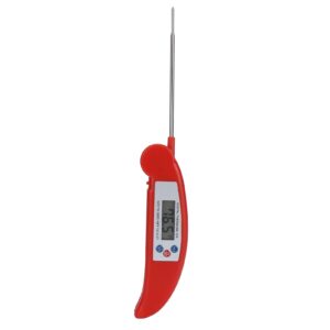 Digital Meat Thermometer, Portable Folding Food Thermometer, LCD Digital Instant Read Food Thermometer for Kitchen, Cooking, BBQ (Red)