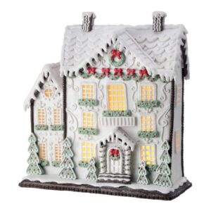 regency international 13.5" led battery/timer white gingerbread cake house