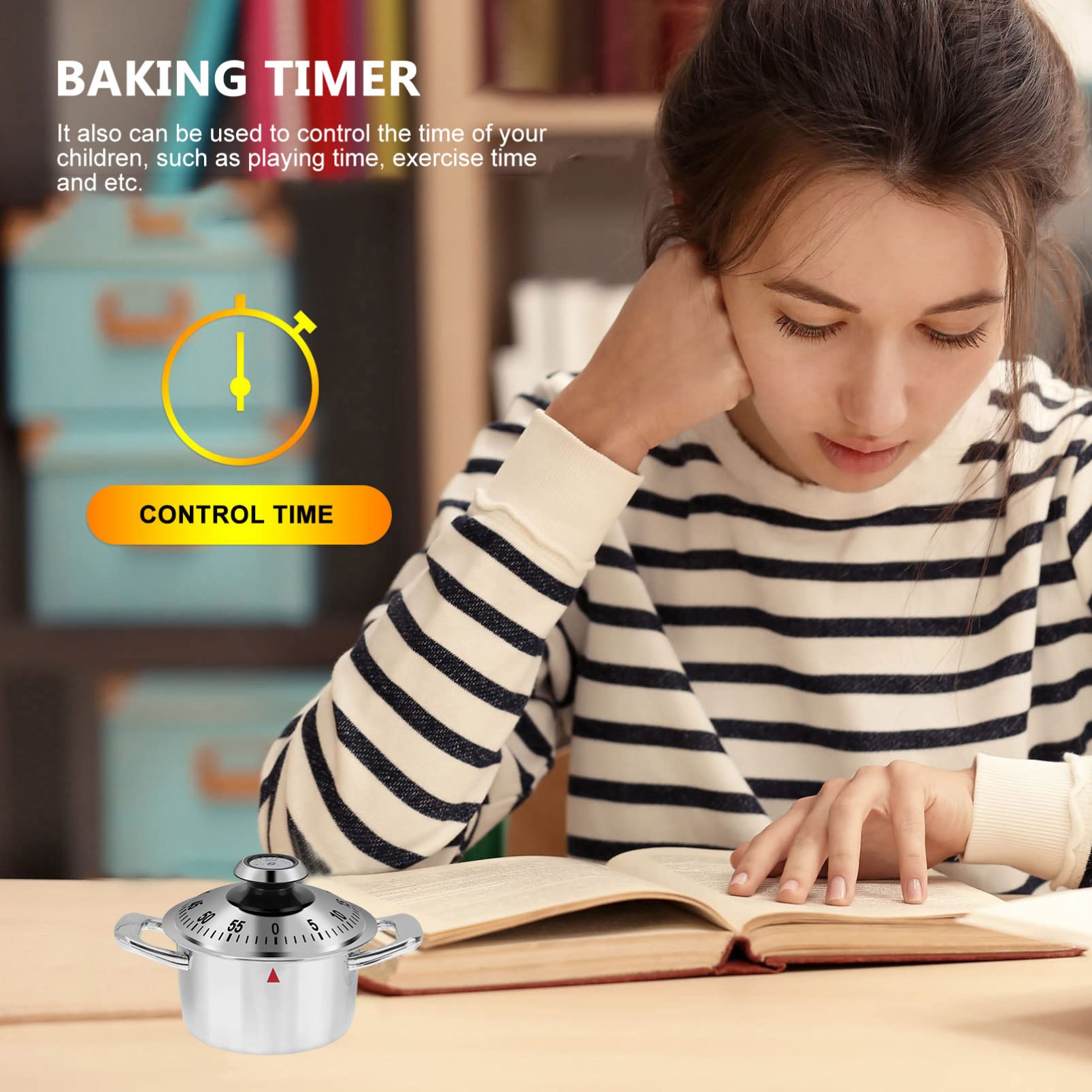 SOLUSTRE Electric Timer Kitchen Timer 60 Minutes Mechanical Timer Egg Timer Countdown Timer for Kids Clock Alarm for Kitchen Cooking Baking Housewarming Gift Stockpot Design Digital Alarm Clock