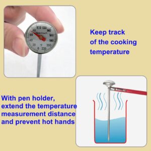 Meat Cooking Deep Fry Thermometer - 2" Dial 12" Long Stem Plus 1" Dial 5" Stem Pocket Thermometer for Grill Turkey BBQ Milk Frothing Cappuccino Espresson Steaming