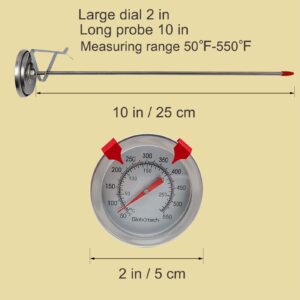 Meat Cooking Deep Fry Thermometer - 2" Dial 12" Long Stem Plus 1" Dial 5" Stem Pocket Thermometer for Grill Turkey BBQ Milk Frothing Cappuccino Espresson Steaming