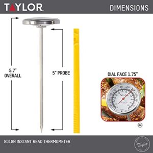 Taylor Instant Read Meat Food Grill BBQ Cooking Kitchen Thermometer with Recalibration Tool and Pocket Sleeve Clip