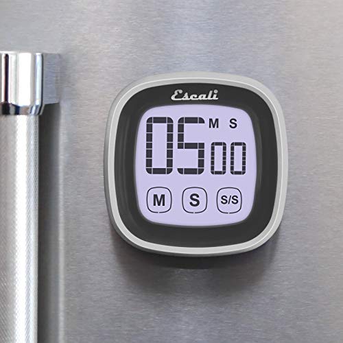 Escali Touch Screen LCD Display Digital Timer, Easy to Read and Touch Sensitive Controls Battery Saving, Black