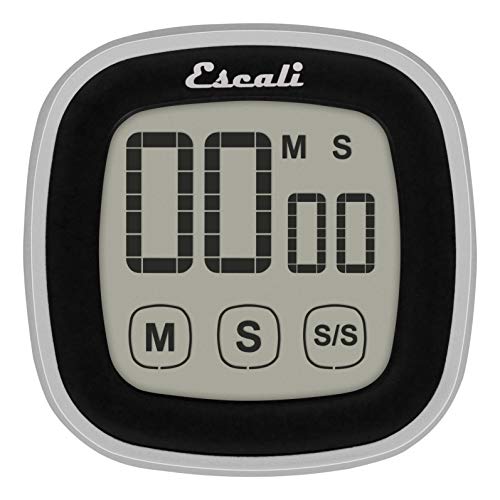 Escali Touch Screen LCD Display Digital Timer, Easy to Read and Touch Sensitive Controls Battery Saving, Black