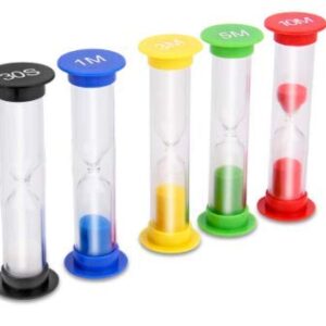 WOIWO 5 Pcs Sand Timer,Colorful Plastic Sandglass Hourglass Sand Clock Timer 30sec / 1min / 3mins / 5mins / 10mins