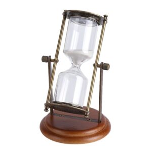 15 minutes hourglass metal glass rotating sand timer with wooden base for gifts toy home office desktop decor