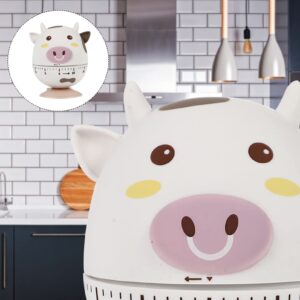 Angoily Kitchen Timers for Cooking Cute Cartoon Cow 60 Minutes Mechanical Kitchen Timer Wind Up Countdown Timer for Kitchen Baking Cooking (White)