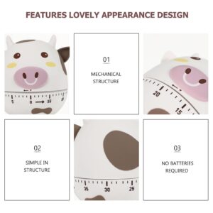 Angoily Kitchen Timers for Cooking Cute Cartoon Cow 60 Minutes Mechanical Kitchen Timer Wind Up Countdown Timer for Kitchen Baking Cooking (White)