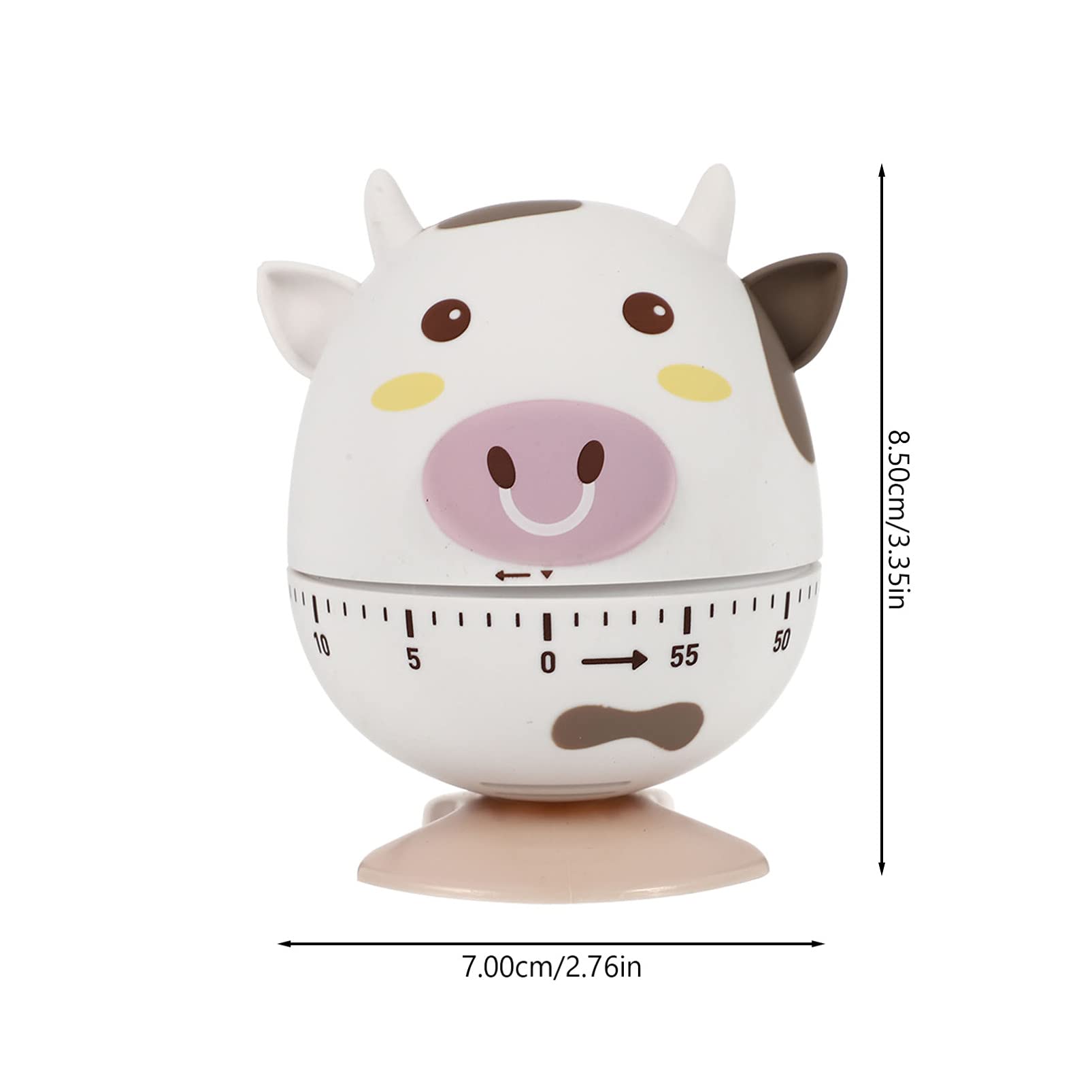 Angoily Kitchen Timers for Cooking Cute Cartoon Cow 60 Minutes Mechanical Kitchen Timer Wind Up Countdown Timer for Kitchen Baking Cooking (White)