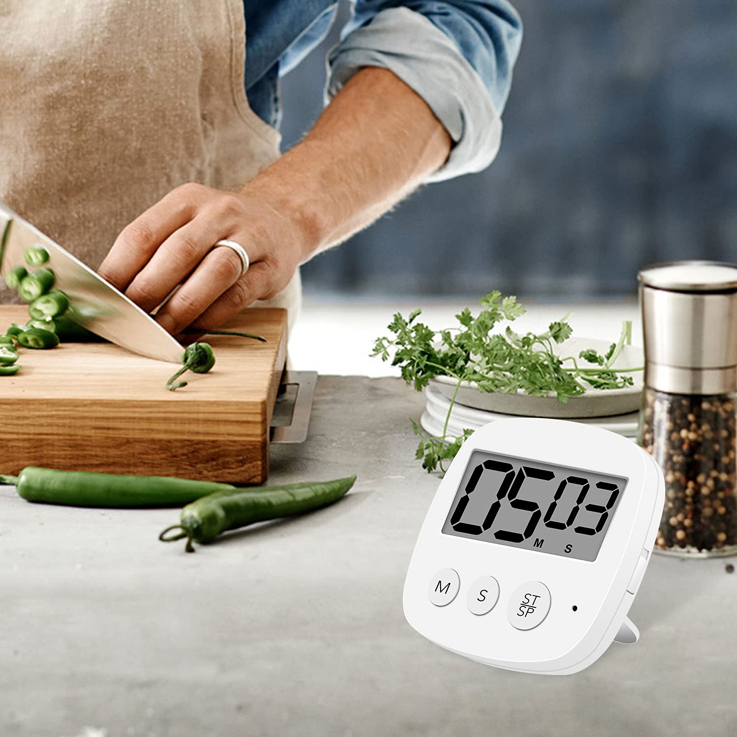 PowGrow Cooking Timer Kitchen Timer, Countdown Timer Countup Timer with Big Digits Loud Alarm for Cooking, Sports Games in Kitchen Classroom Playground, Magnetic and Back Stand