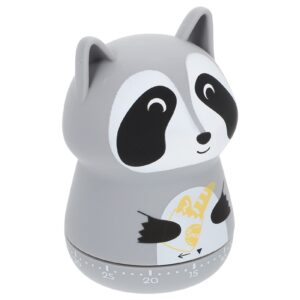 raccoon kitchen timer cooking timepiece: manual mechanical timer 60 minutes cute cartoon animal shape countdown clock portable alarm clock kitchen cooking tool