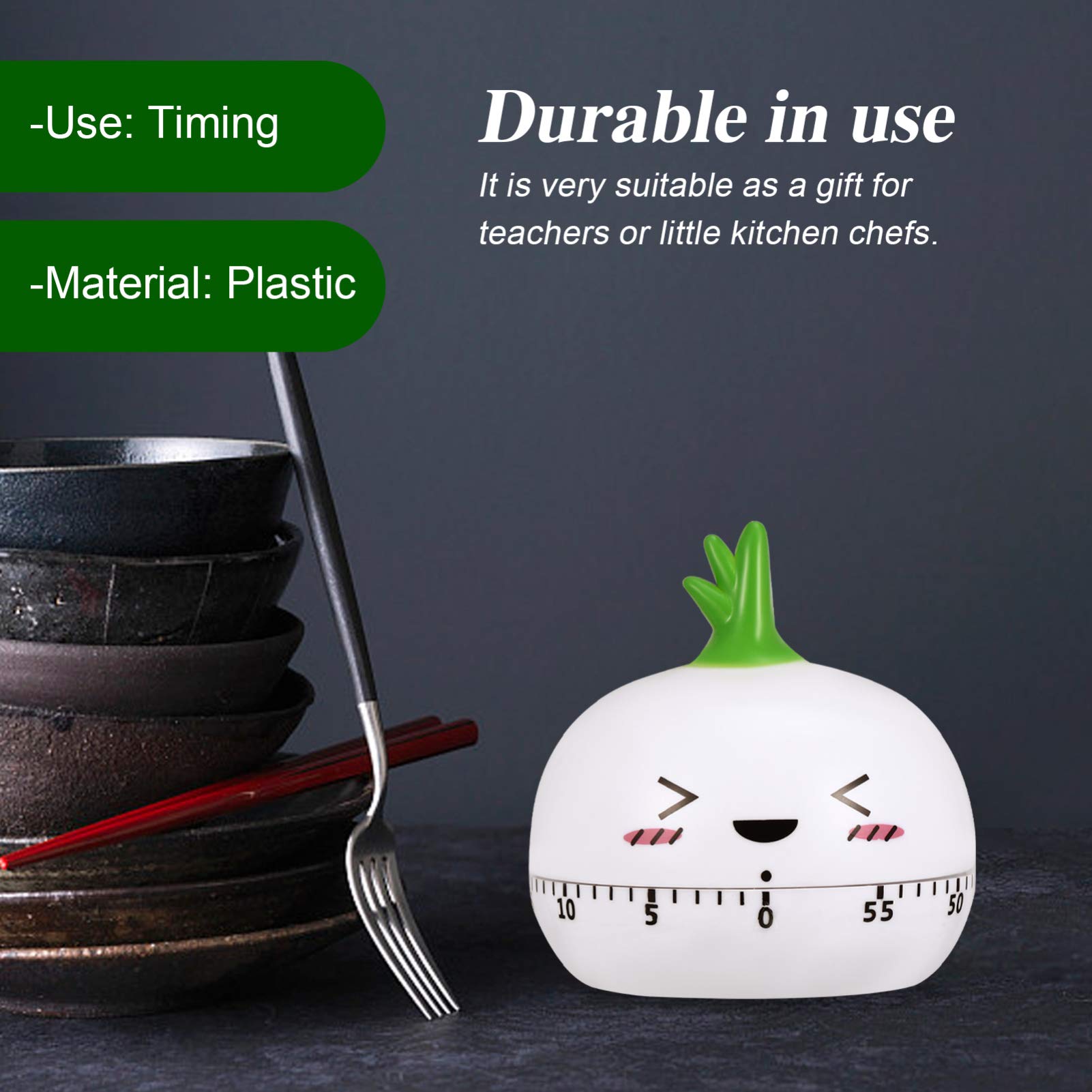 Luxshiny Cartoon Plastic Timer Cute Onion Kitchen Time Reminder Mechanical Wind up Manual Timer Rotating Timer for Children Cooking Baking Boiling Egg