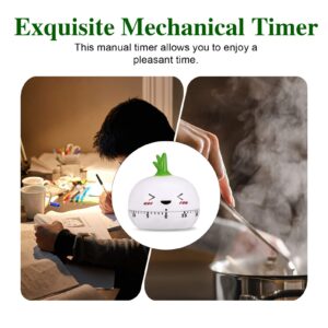 Luxshiny Cartoon Plastic Timer Cute Onion Kitchen Time Reminder Mechanical Wind up Manual Timer Rotating Timer for Children Cooking Baking Boiling Egg