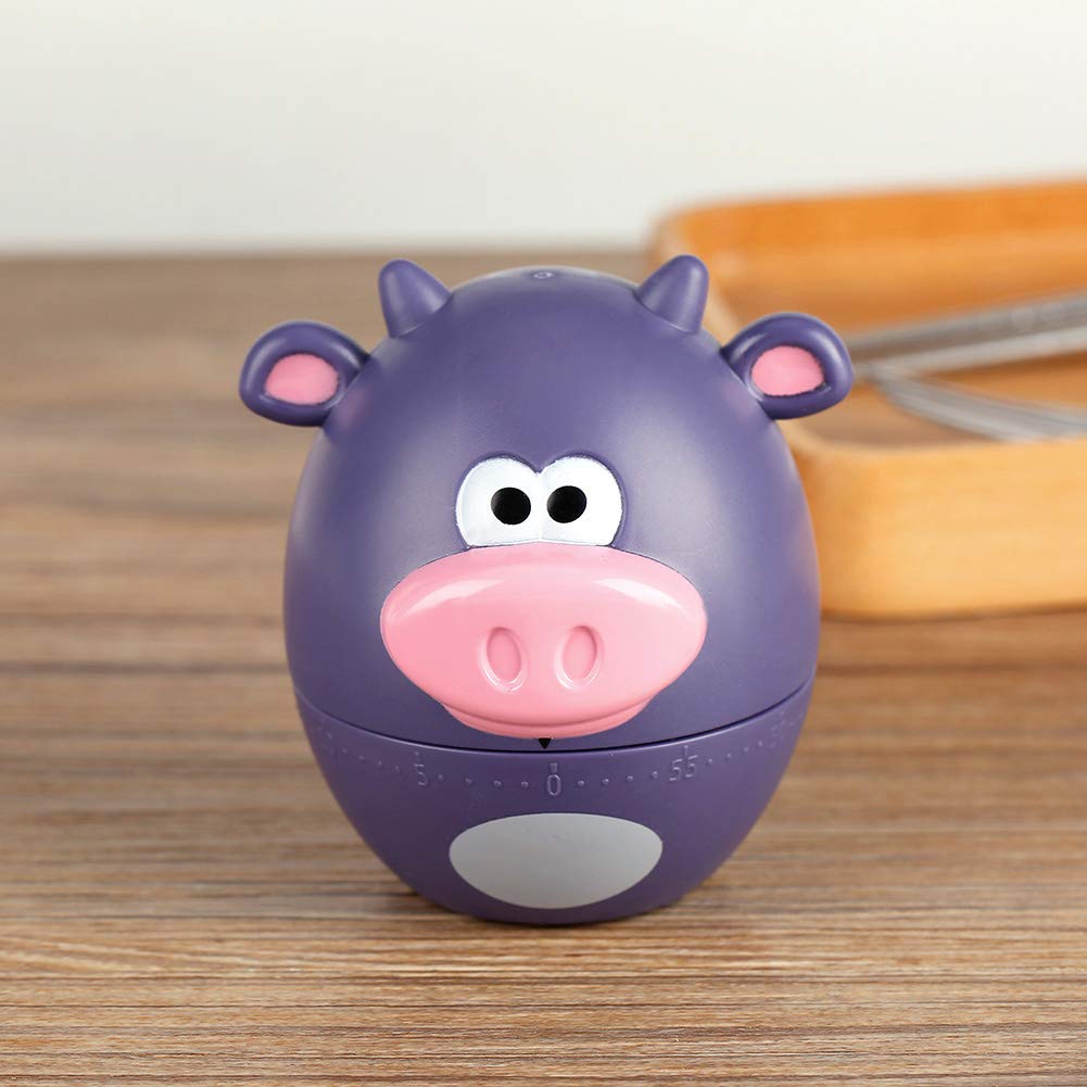 Eboxer Kitchen Timer Cute Cartoon Cooking Timer 55-Minute Mechanical Countdown Timer for Cooking, Games, Exercising and so on(Purple-01)