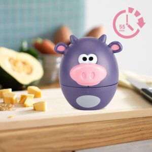 Eboxer Kitchen Timer Cute Cartoon Cooking Timer 55-Minute Mechanical Countdown Timer for Cooking, Games, Exercising and so on(Purple-01)