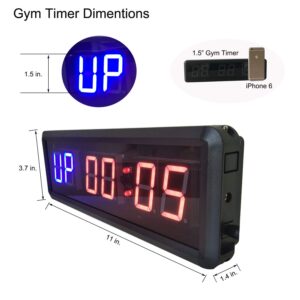 Ledgital Large Workout Clock for Home Gym, 11" Wall Mount Gym Timer Clock with Remote, (1.5-inch Digits, Blue+Red)