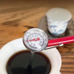 Food Thermometer, Kitchen Food-Cooking Meat Coffee Thermometer Stainless Steel Dial Tools, 1 Pieces Immediate Read Pocket Thermometer for Milk Coffee Tea Cold Drinks Silver