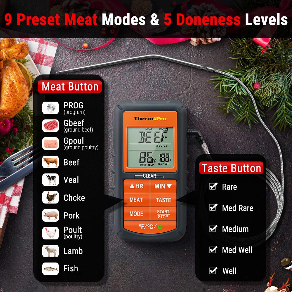 ThermoPro TP03 Digital Meat Thermometer for Cooking Kitchen + ThermoPro TP06B Digital Grill Meat Thermometer with Probe