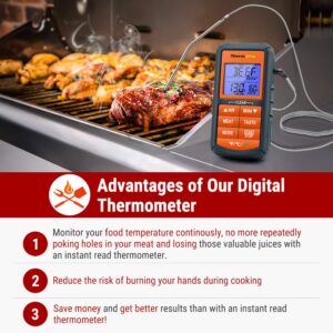 ThermoPro TP03 Digital Meat Thermometer for Cooking Kitchen + ThermoPro TP06B Digital Grill Meat Thermometer with Probe