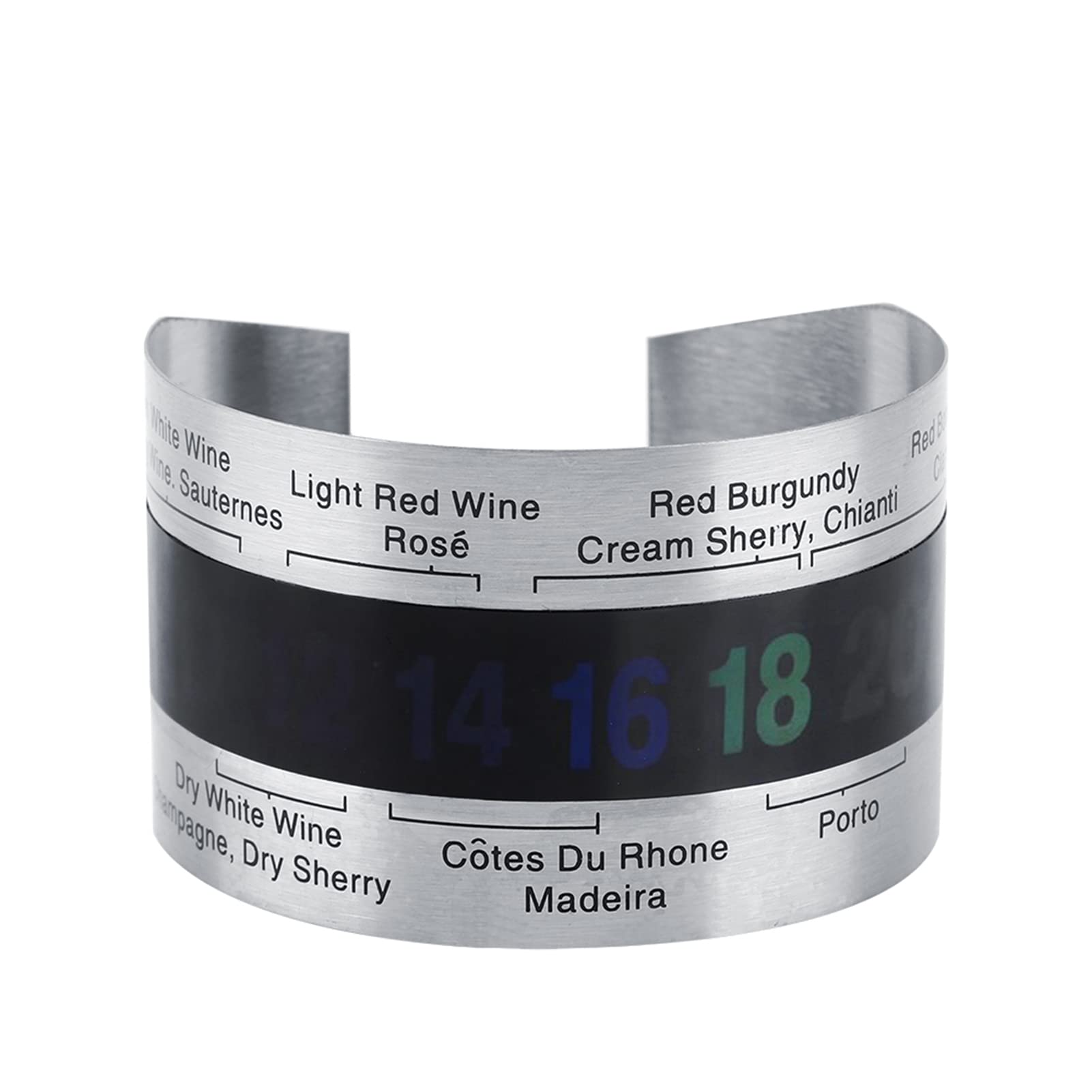 Stainless Steel Wine Bottle Thermometer, Wine LCD Thermometer Bracelet Thermometer No Battery Beer Temperature Bottle Bracelet Sensor for Home Brewing