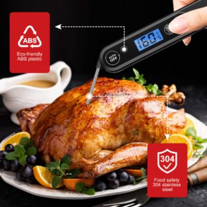 Meat Thermometer for Cooking, Instant Read Food Thermometer with Backlight Waterproof, Kitchen Digital Candy Thermometer for Grill BBQ Baking Water Milk Smoker Oil Deep Fry Liquids Turkey