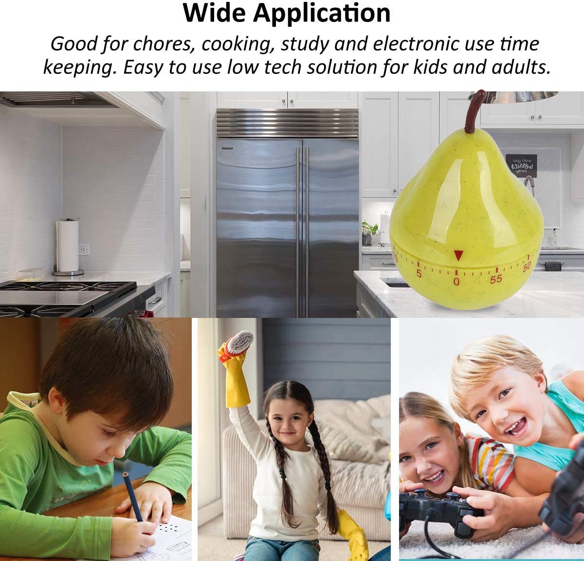 Cartoon Timer, Pear Shaped Kitchen Timer, Mini Cute 60mins Mechanical Manual Kitchen Timer Cooking Timer, Countdown Timer