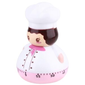 bestonzon kitchen timer 60 minutes countdown timer mechanical timer chef shaped alarm clock baking cooking pink