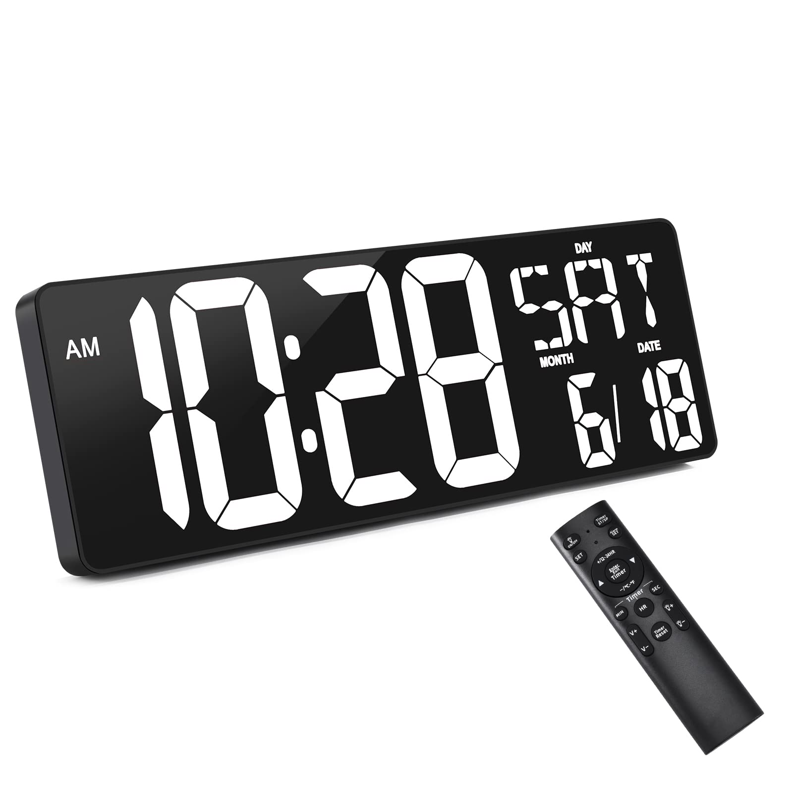 Tetino Large Digtal Wall Clock,16.5Inch LED Display Aram Clock with Auto-Dimming,Date,Indoor Temp,UP&Down Timer,12/24H System,Week,for Home Office,Kids, Gym,Classroom,Livingroom. (White)