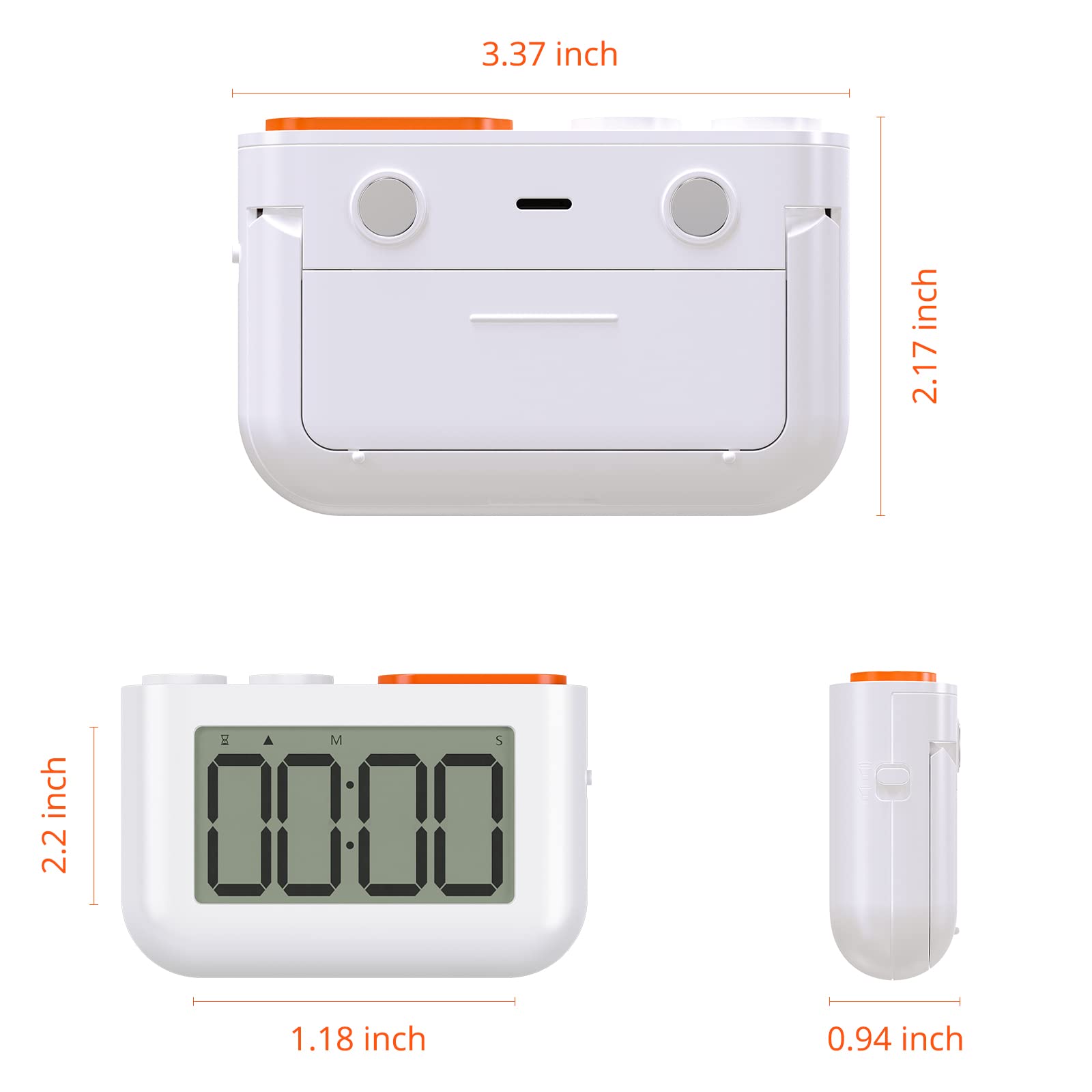 Digital Kitchen Timer, 2 Pack Magnetic Countdown Timer, Big Digits & Adjustable Volume, Timer for Cooking & for Kids , Classroom Timers for Teachers with Large LCD Display