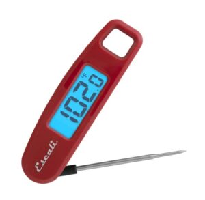 escali compact portable meat candy folding digital thermometer, backlit display easy to storage with magnet, red