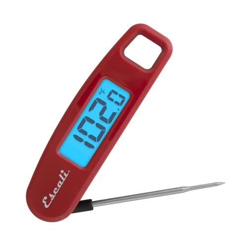 Escali Compact Portable Meat Candy Folding Digital Thermometer, Backlit Display Easy to Storage with Magnet, Red