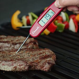 Escali Compact Portable Meat Candy Folding Digital Thermometer, Backlit Display Easy to Storage with Magnet, Red