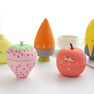 Cute Fruit Kitchen Timer Kitchen Craft Mechanical Wind Up 60 Minutes Timer 360 Degree Rotating Timer Kitchen Cooking Timer (Apple)