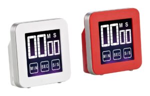 cook n home touch screen digital kitchen timer red and white, 2-pack