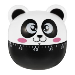 panda mechanical kitchen timer, panda mechanical timer cute panda timer for kids, 60 minutes manual countdown timer home, study and work timer reminder cooking animal cooking timer (black)