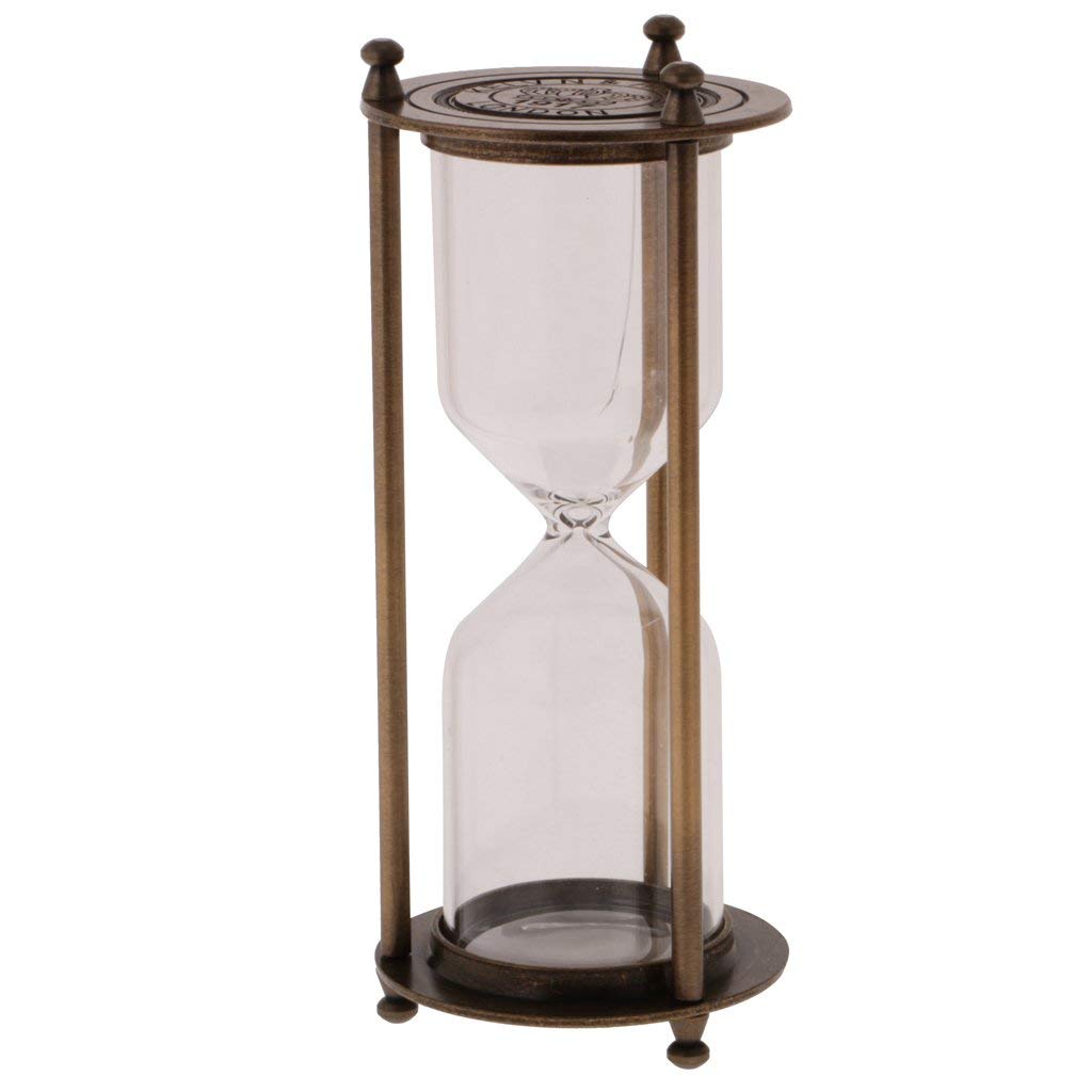 Backbayia Retro Metal Sandglass Empty Hourglass Sand Timer Without Sand for Home Office Decoration (Bronze - S)