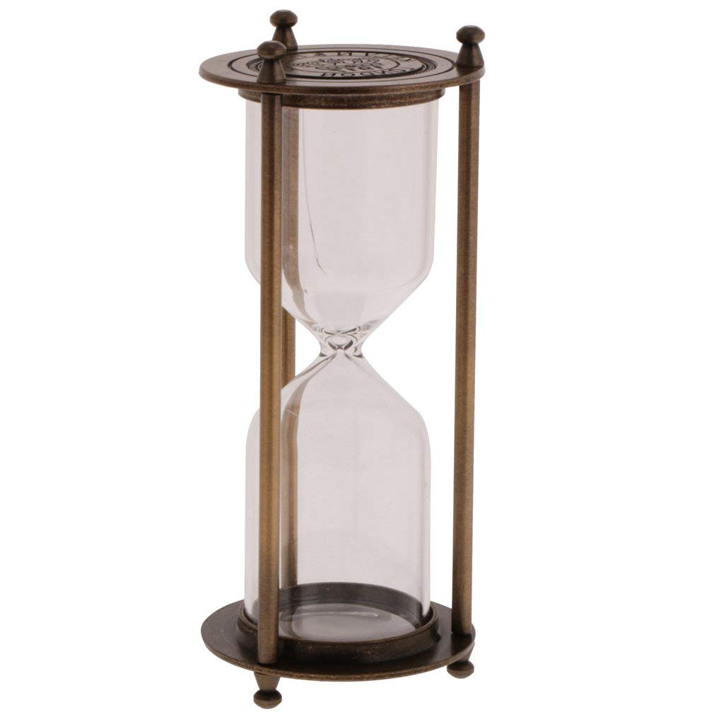 Backbayia Retro Metal Sandglass Empty Hourglass Sand Timer Without Sand for Home Office Decoration (Bronze - S)