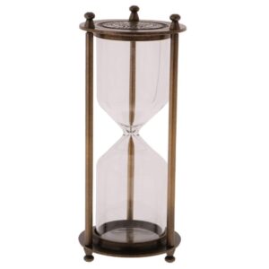 Backbayia Retro Metal Sandglass Empty Hourglass Sand Timer Without Sand for Home Office Decoration (Bronze - S)