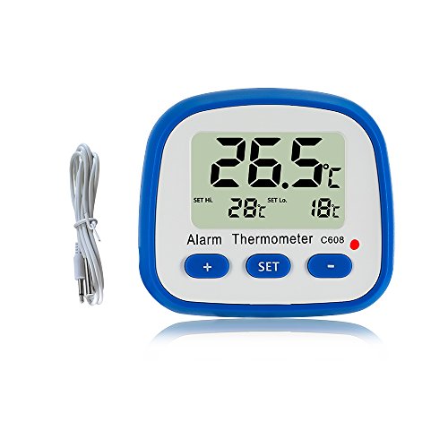 Digital Fridge Freezer Thermometer with Magnet and Stander Easy Readout Refrigerator Thermometer with LED Indicator Hi Lo Temperature Alarm Freezer Room Thermometer with Larger LCD Display (1)