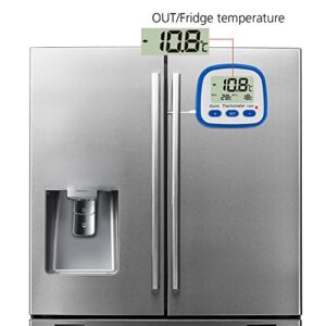 Digital Fridge Freezer Thermometer with Magnet and Stander Easy Readout Refrigerator Thermometer with LED Indicator Hi Lo Temperature Alarm Freezer Room Thermometer with Larger LCD Display (1)