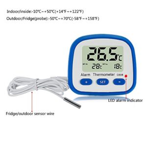 Digital Fridge Freezer Thermometer with Magnet and Stander Easy Readout Refrigerator Thermometer with LED Indicator Hi Lo Temperature Alarm Freezer Room Thermometer with Larger LCD Display (1)