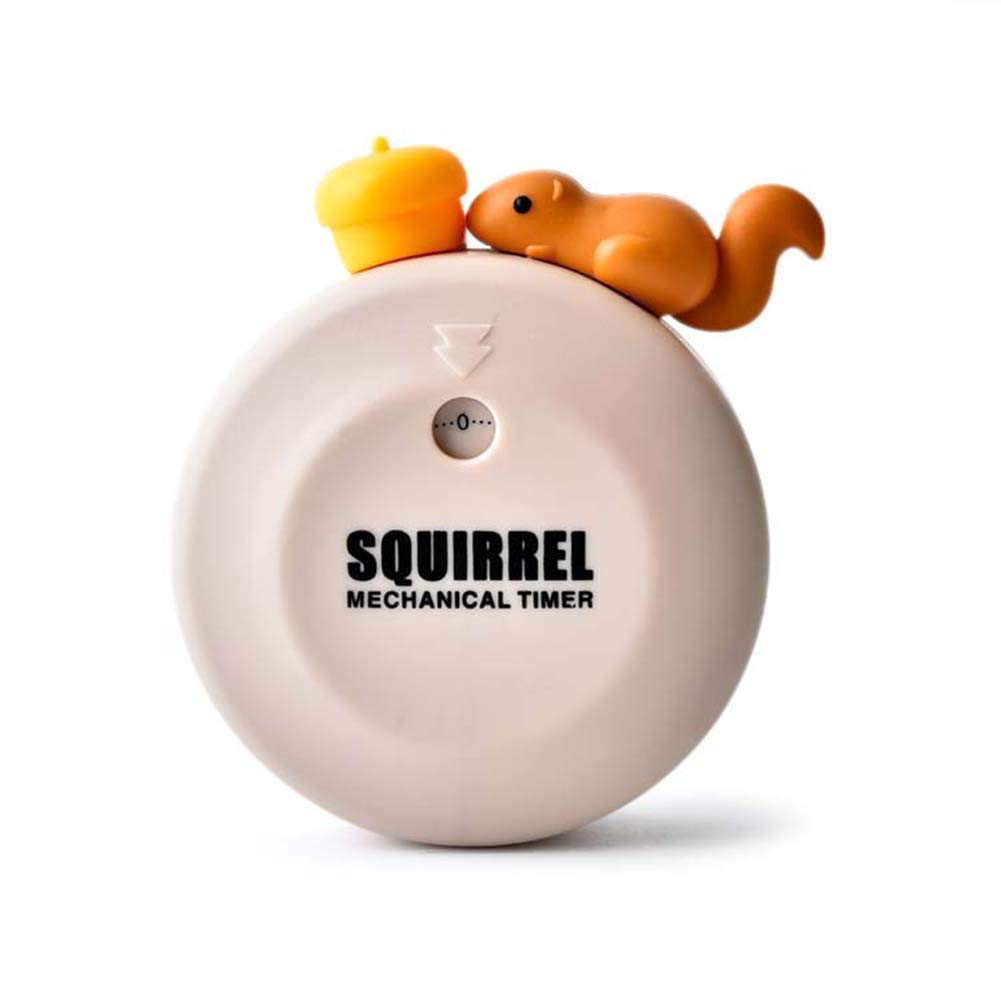 Cute Squirrel Machinery Timers 60 Minutes Mechanical Kitchen Cooking Timer Clock Loud Alarm Counters Manual Timer Kitchen Utensil (Beige)