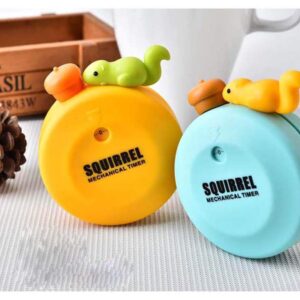 Cute Squirrel Machinery Timers 60 Minutes Mechanical Kitchen Cooking Timer Clock Loud Alarm Counters Manual Timer Kitchen Utensil (Beige)