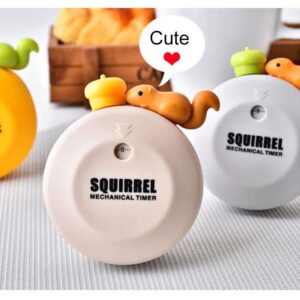 Cute Squirrel Machinery Timers 60 Minutes Mechanical Kitchen Cooking Timer Clock Loud Alarm Counters Manual Timer Kitchen Utensil (Beige)