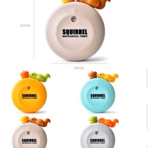 Cute Squirrel Machinery Timers 60 Minutes Mechanical Kitchen Cooking Timer Clock Loud Alarm Counters Manual Timer Kitchen Utensil (Beige)