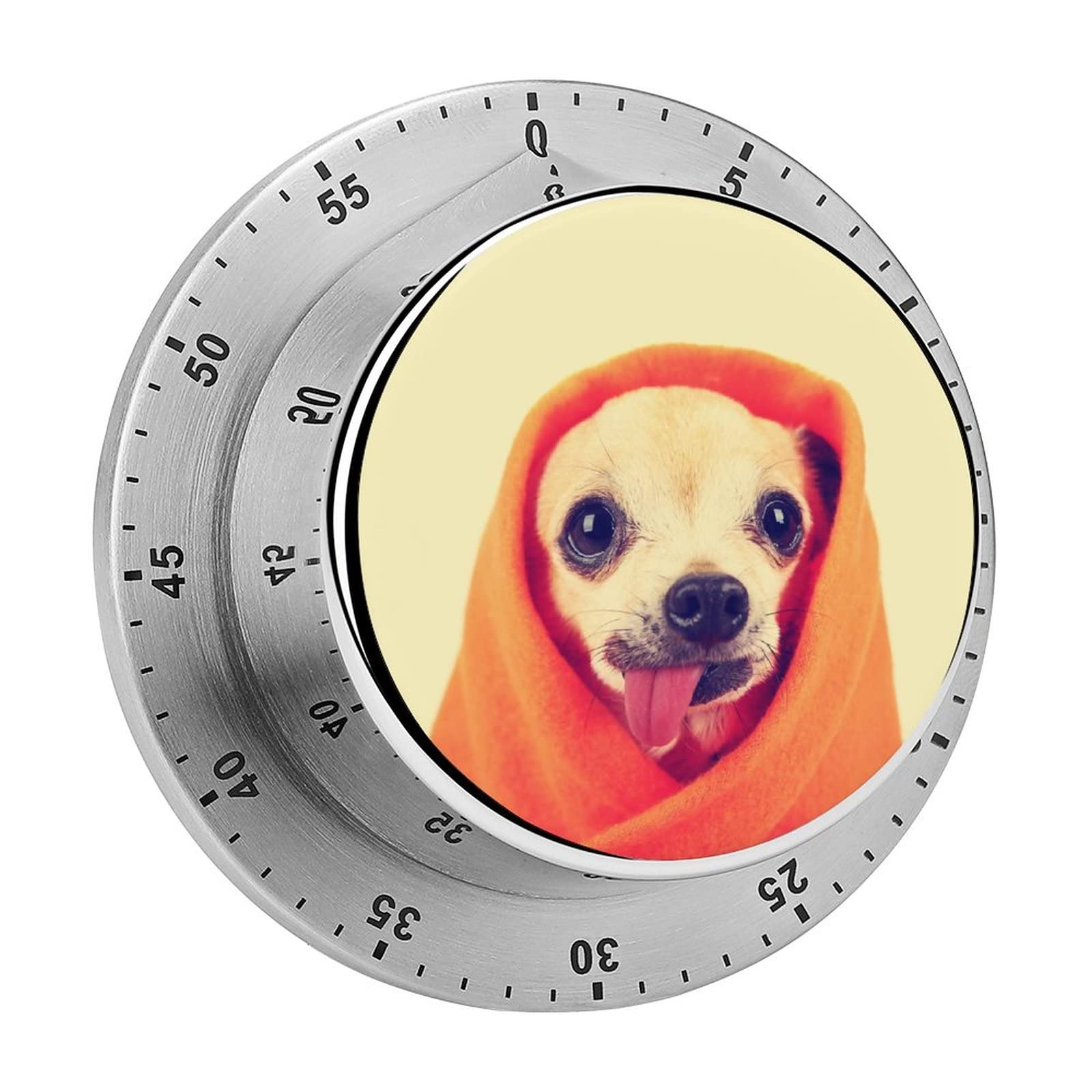 Cute Chihuahua 60 Minute Timer Stainless Steel Wind Up Timer Magnetic Timer Time Management for Cooking Kitchen