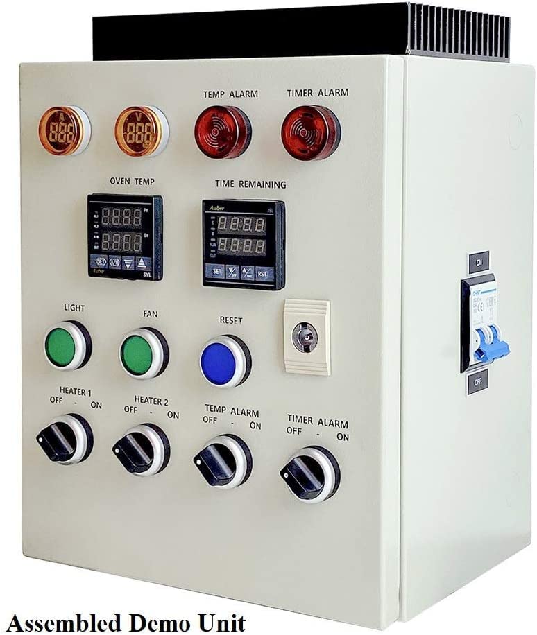 Powder Coating Oven Controller Kit w/Light and Fan Control, 240V 50A 12000W (KIT-PCO404) (DIY Kit + Wiring Kit)